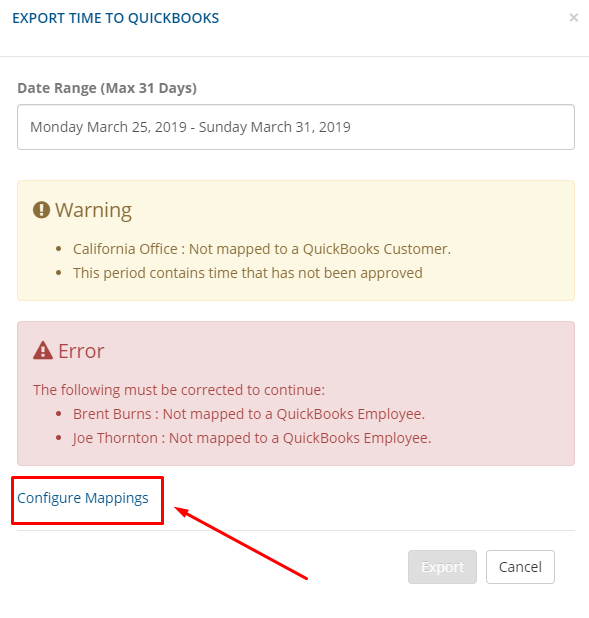 Exporting Time to QuickBooks